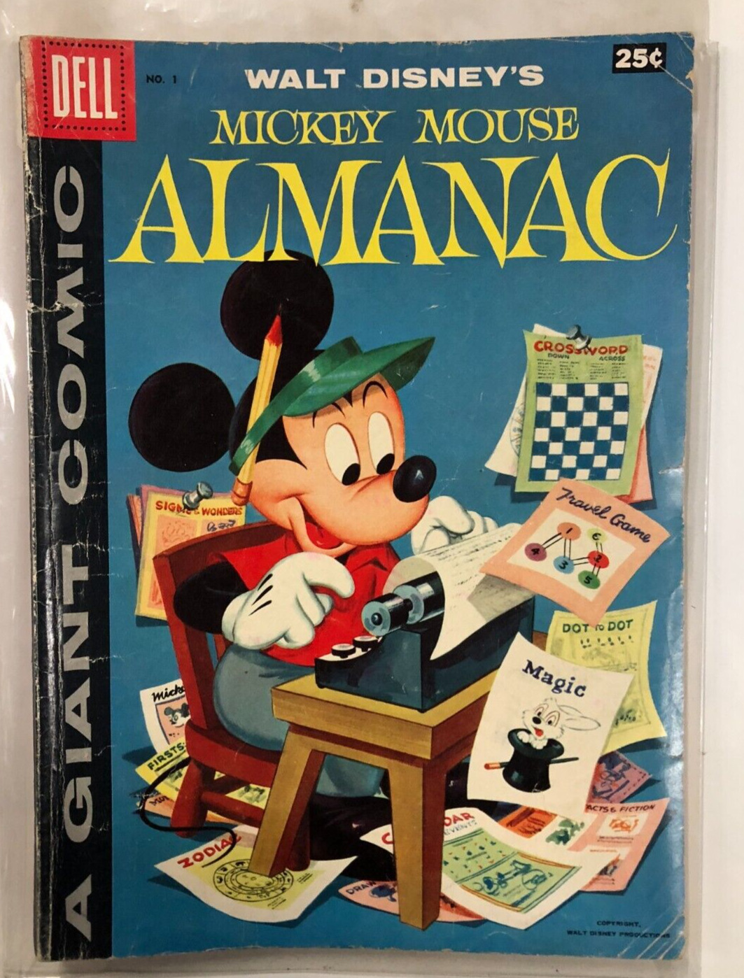 MICKEY MOUSE ALMANAC (December 1957) GOOD classic Dell Giant 100 pages ...