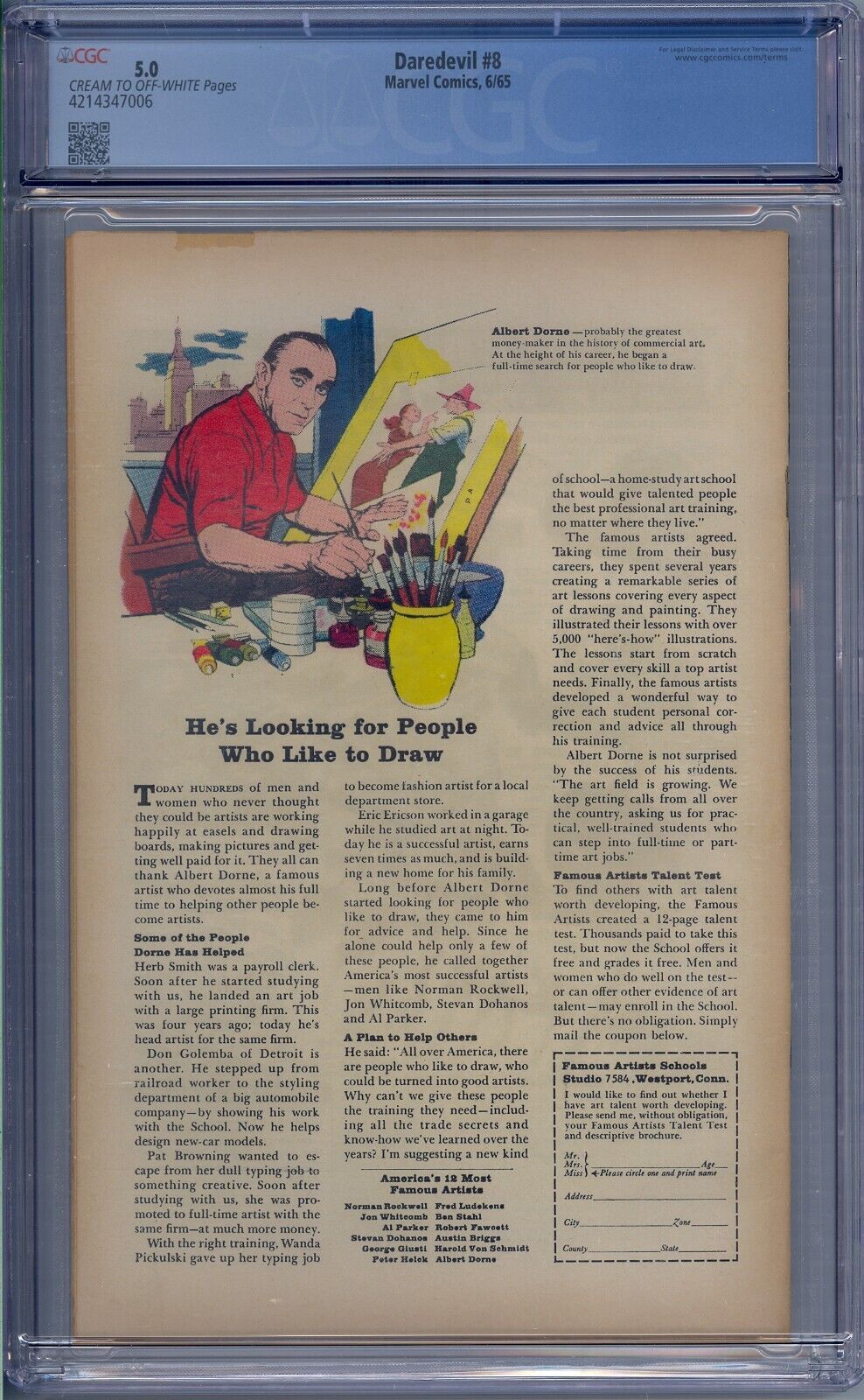 Daredevil #8 CGC 5.0 1st Stilt-Man Wilbur DAY Wally Wood | Comic Books ...
