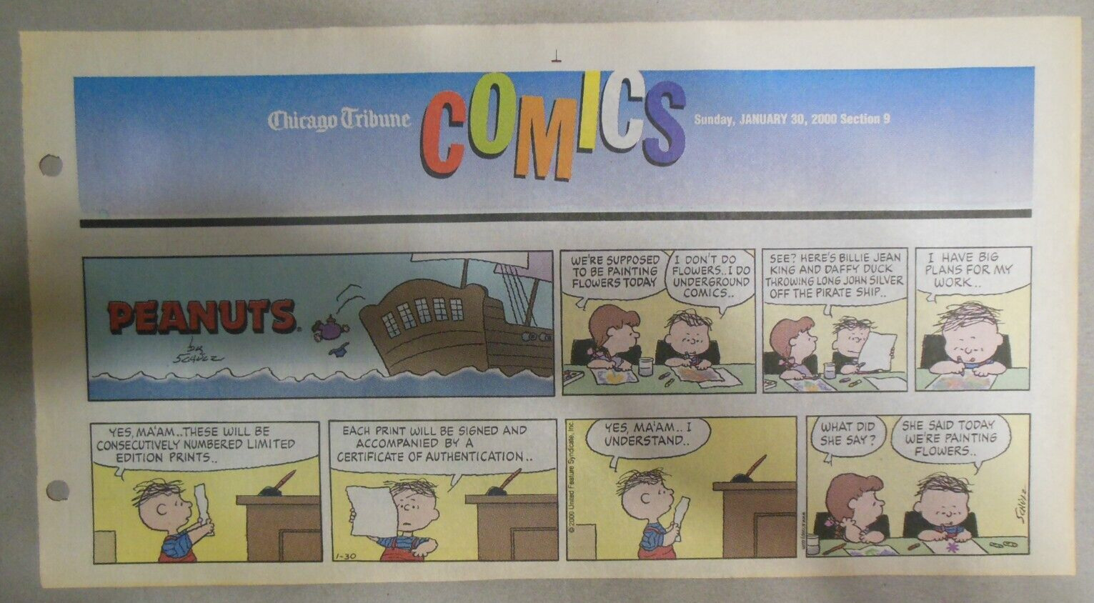(52) CY Peanuts Sunday Pages by Charles Schulz from 2000 Size: ~7 x 12 ...