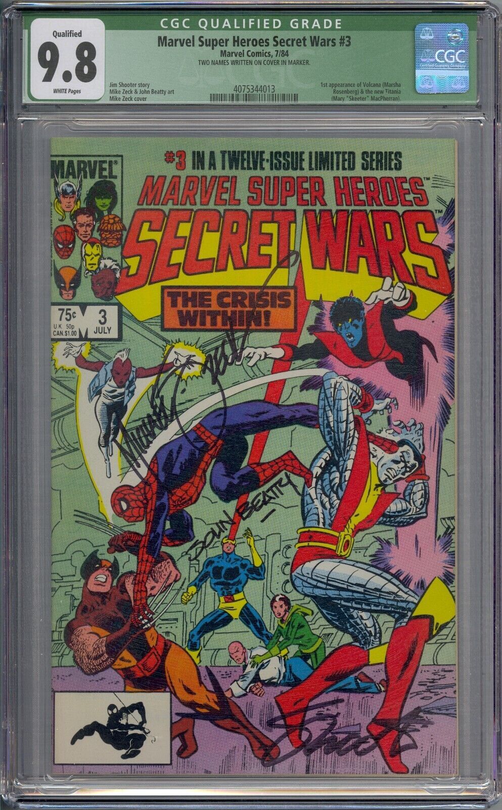 Marvel Super Heroes Secret Wars #3 CGC 9.8 Signed Zeck & Beatty 1st ...