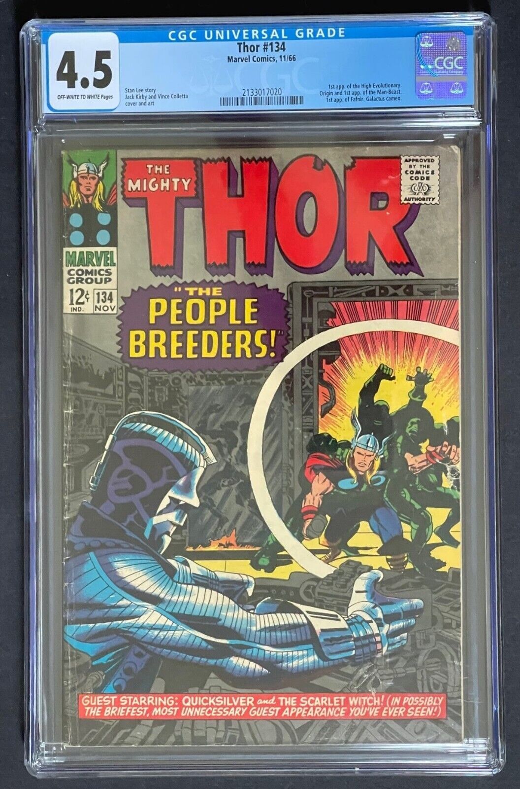 Thor #134 CGC 4.5 Marvel 1969 1st app High Evolutionary Man-beast ...