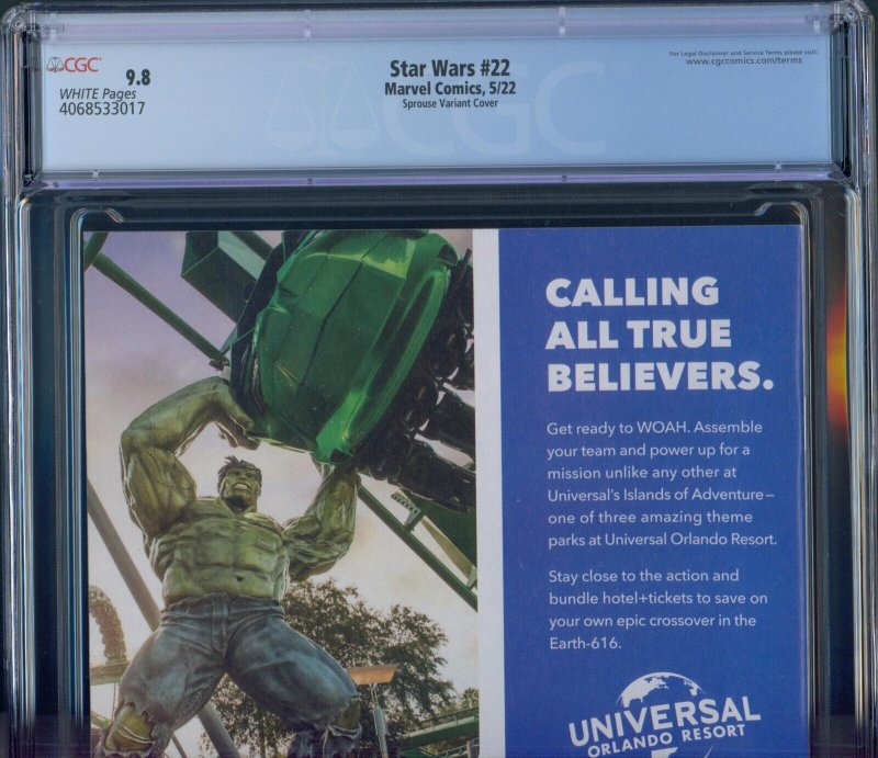 Star Wars #22 CGC 9.8 Sprouse Lucasfilm Rey Skywalker Kylo Ren Marvel ...