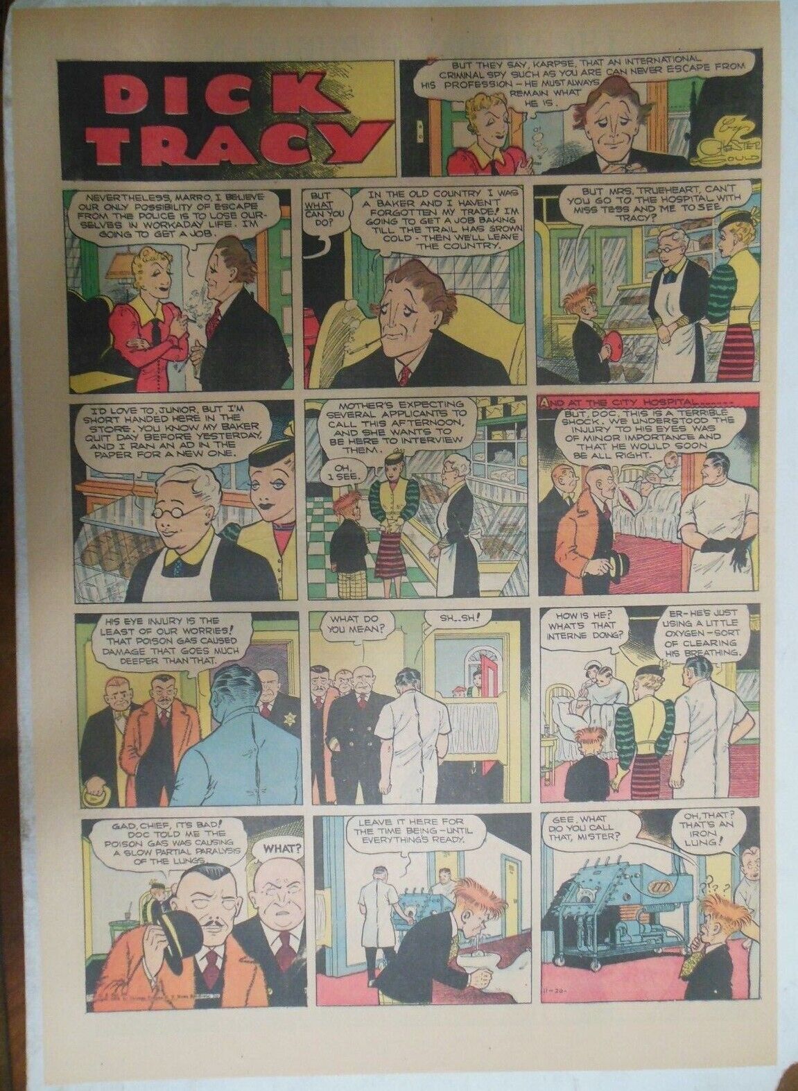 Dick Tracy Sunday Page by Chester Gould from 11/20/1938 Large Full Page Size | Comic Books ...