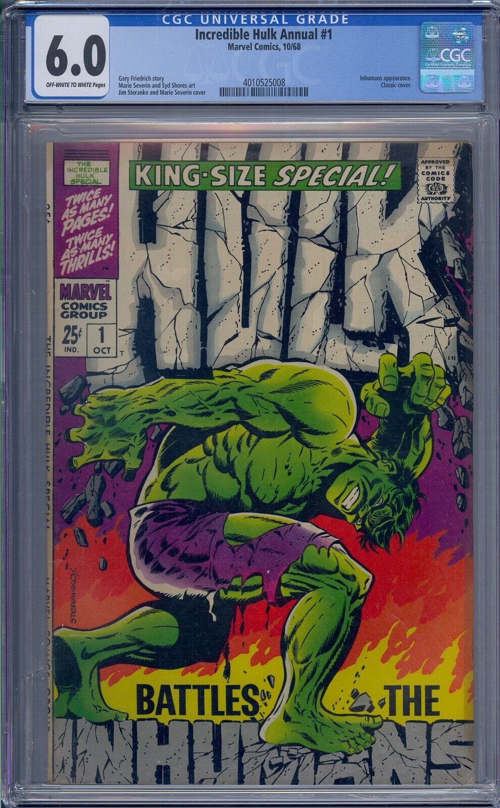 Incredible Hulk Annual #1 CGC 6.0 Inhumans JIM Steranko Classic Cover ...