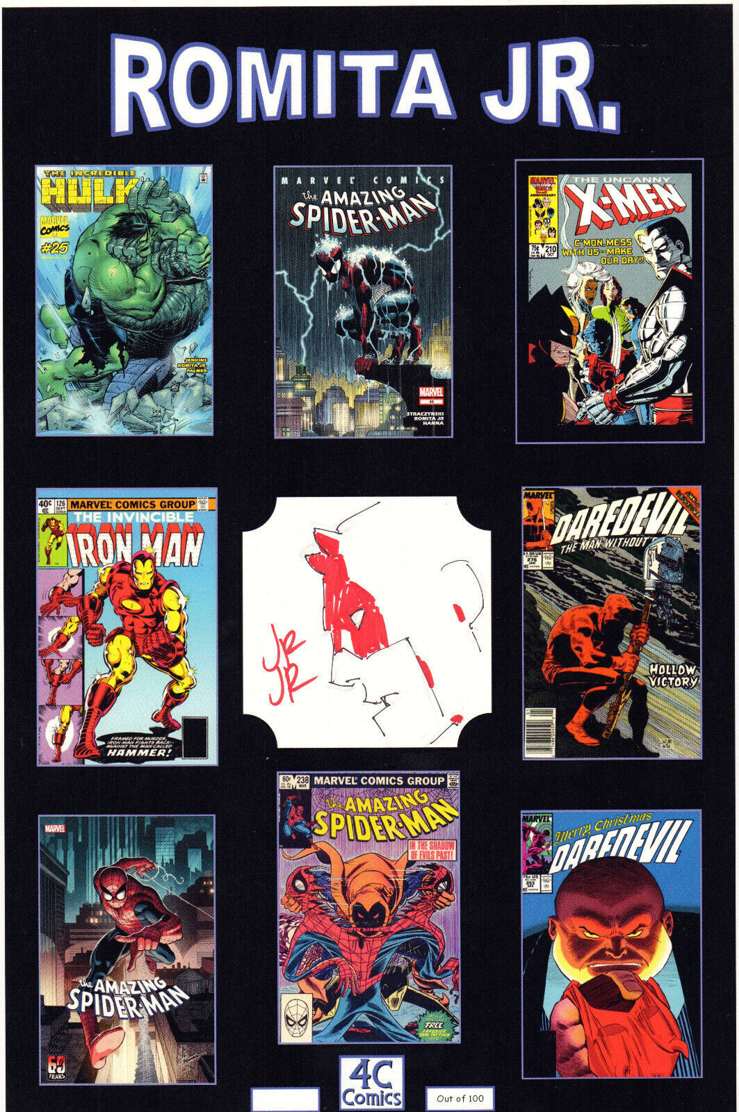 Daredevil Side Portrait Sketch Art on Print (EX) Signed art by John ...