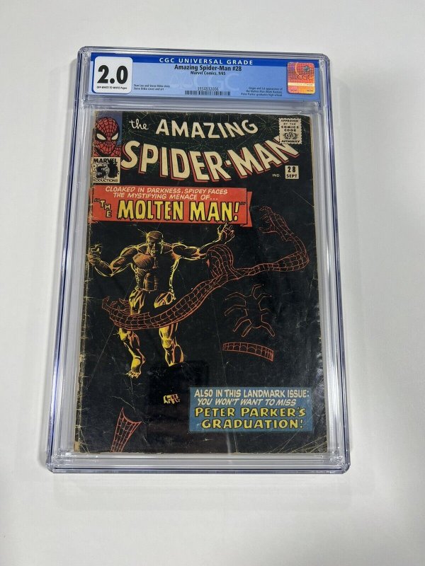 Amazing Spider-Man 28 CGC 2.0 OW/W Pages Marvel 1965 | Comic Books ...