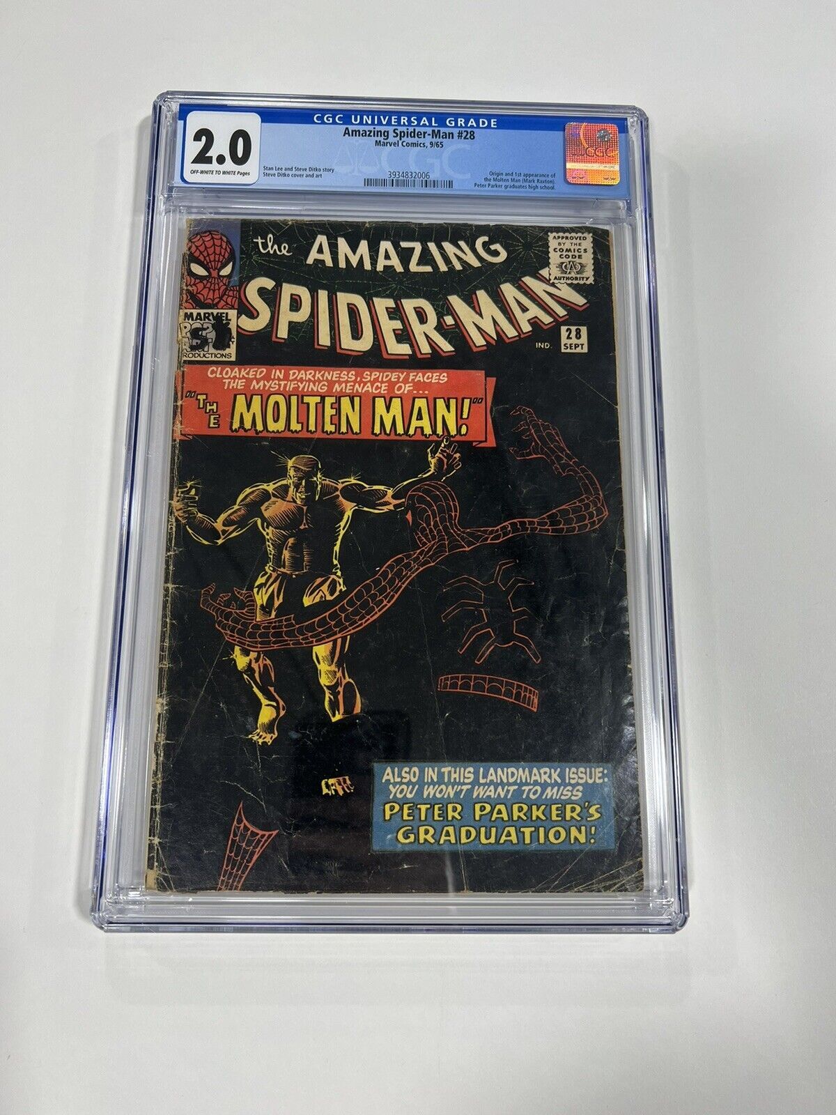 Amazing Spider-Man 28 CGC 2.0 OW/W Pages Marvel 1965 | Comic Books ...