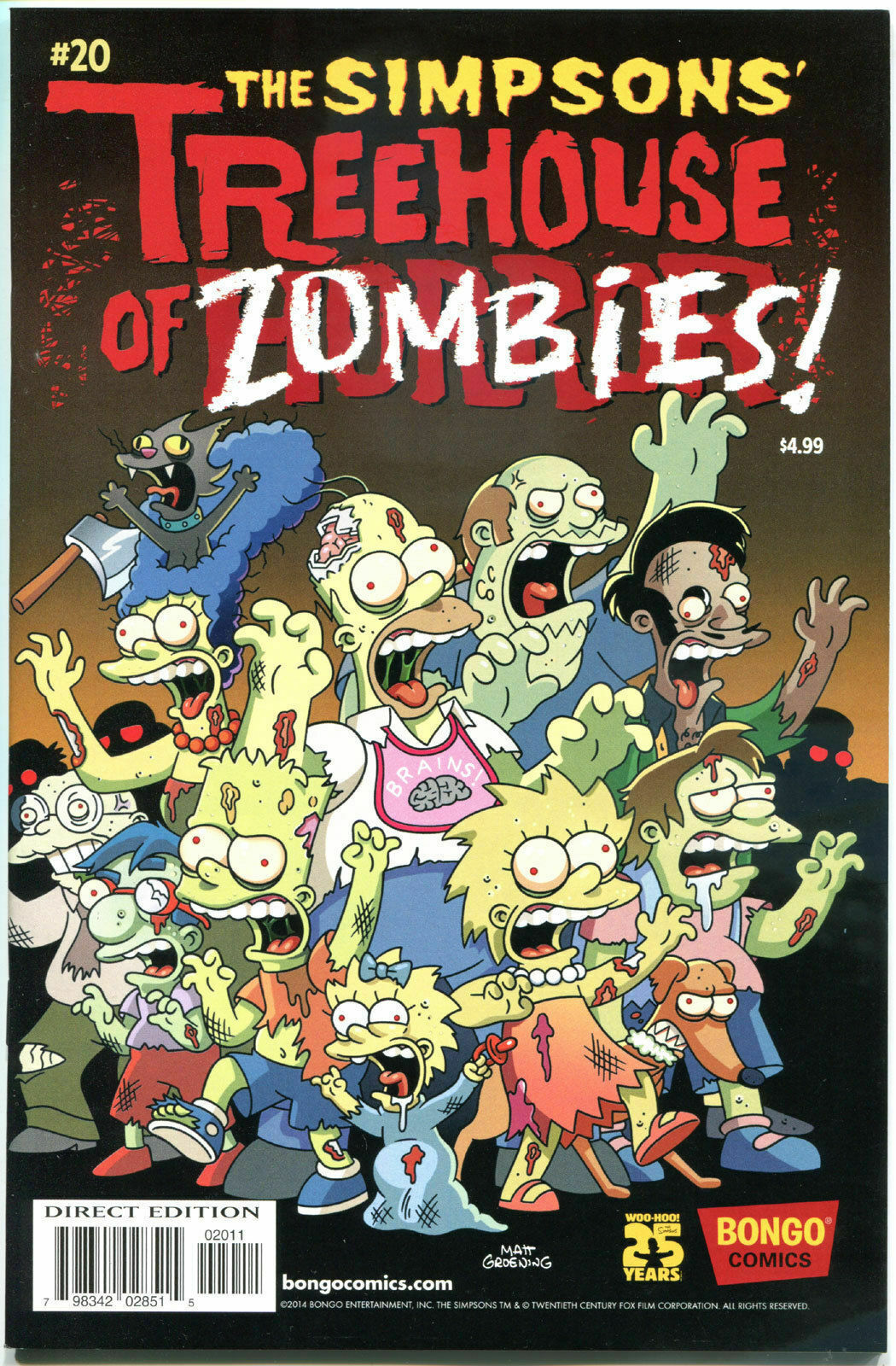 SIMPSONS TREEHOUSE OF HORROR #20, NM, Zombies, 2014, Homer, Bart, Bongo ...