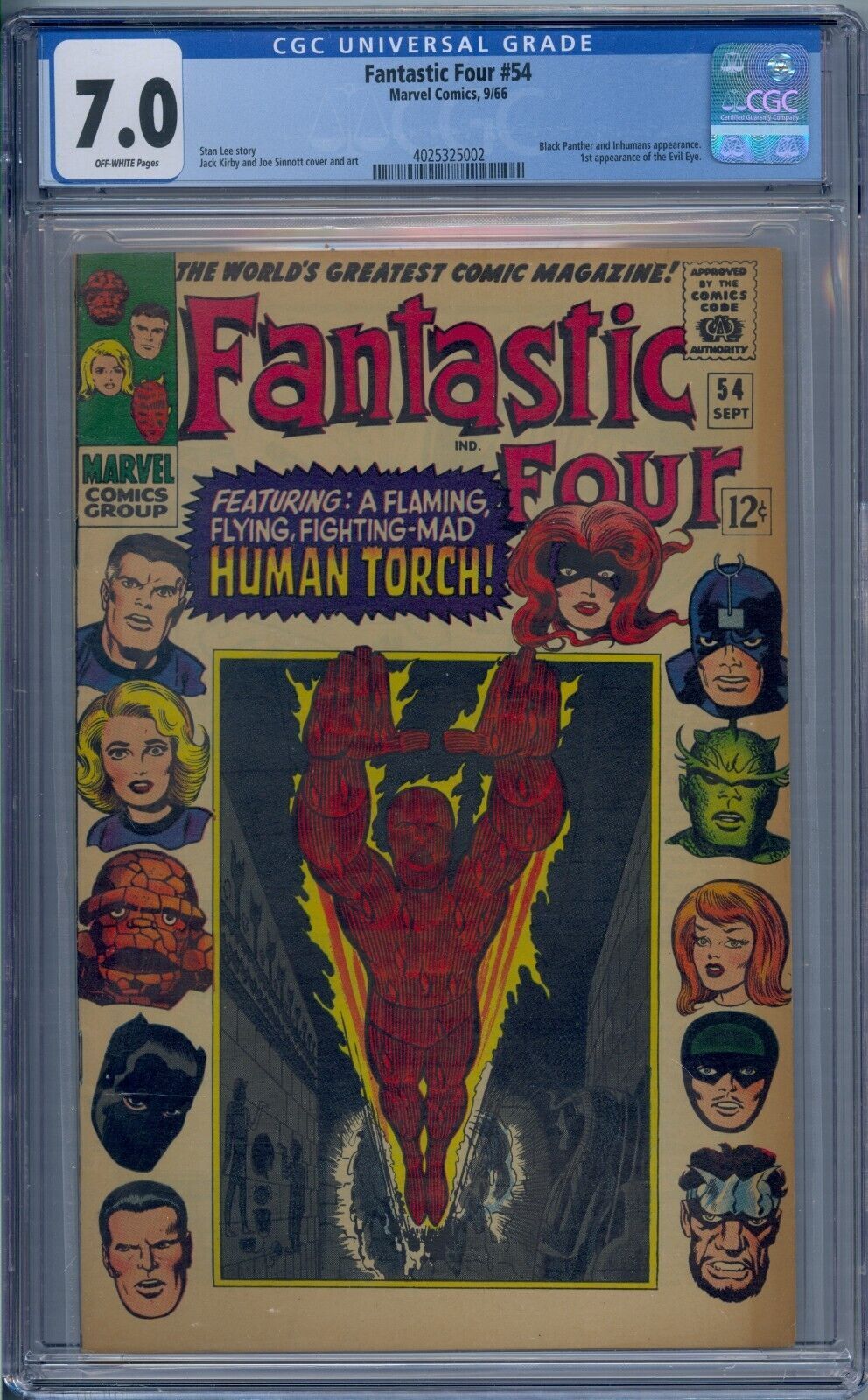 Fantastic Four #54 CGC 7.0 Black Panther Inhumans 1st Evil EYE Jack ...