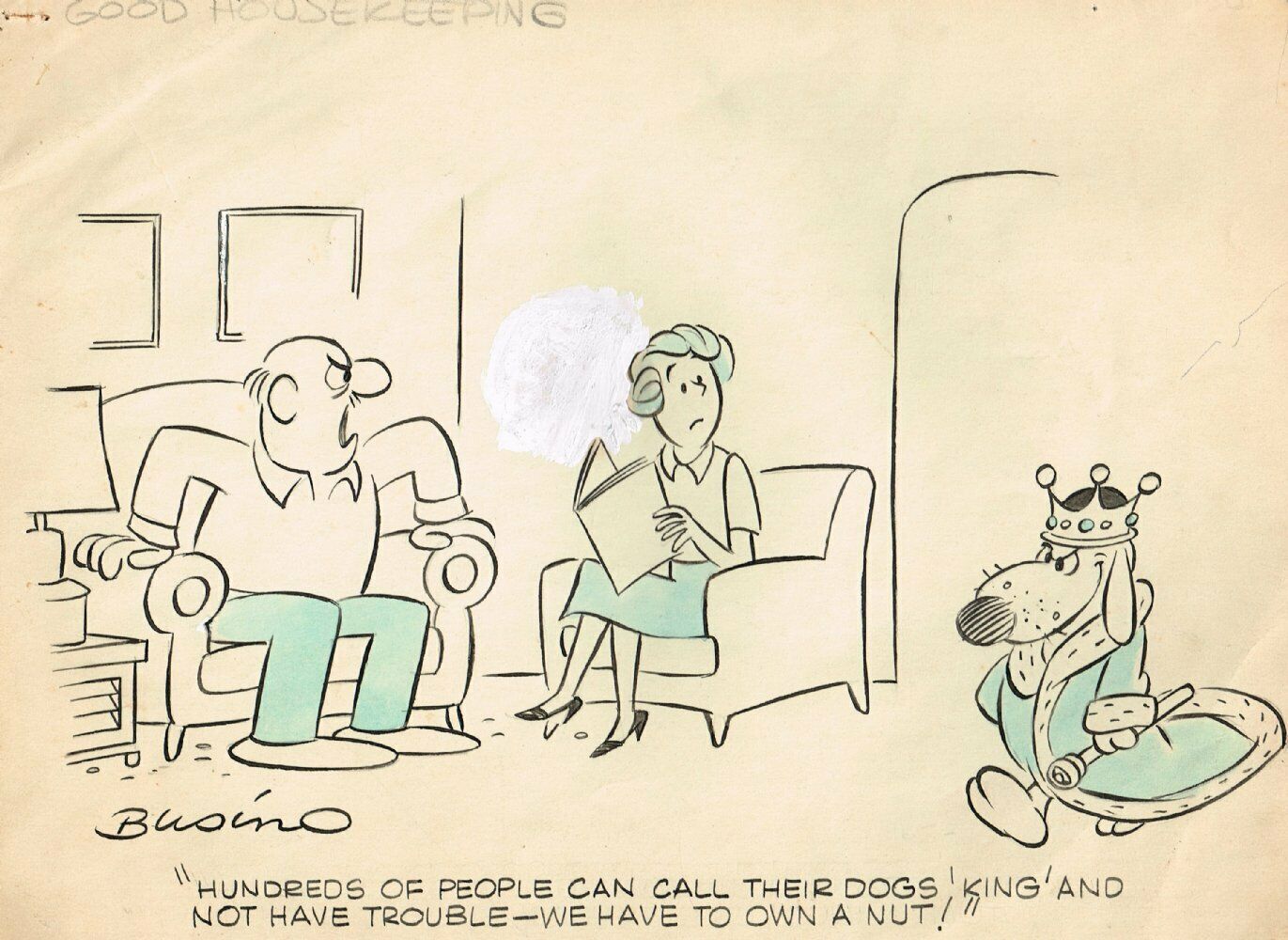 King, the Dog Gag - Good Housekeeping art by Henry Boltnoff | Comic ...