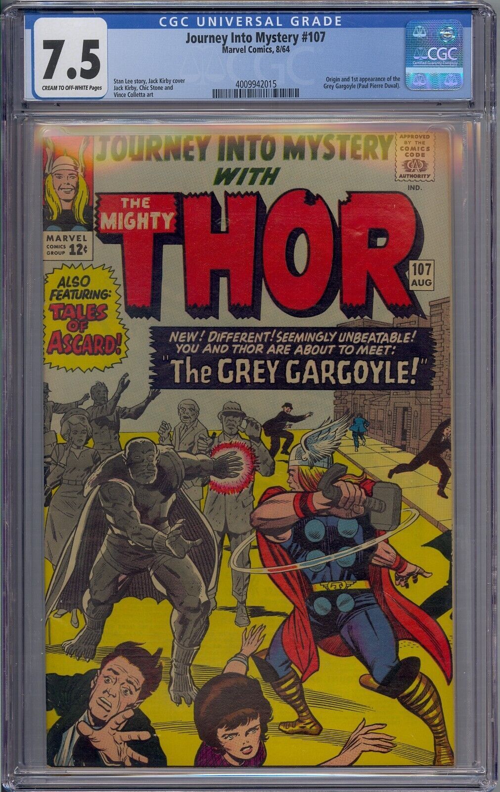 Journey Into Mystery #107 CGC 7.5 Thor Origin 1st Grey Gargoyle Jack ...