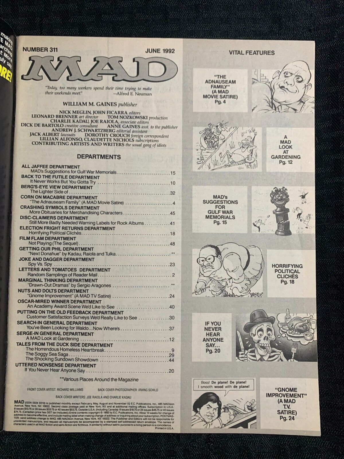 1992 MAD Magazine #311 FN+ 6.5 Alfred E Neuman / Addams Family Cover ...