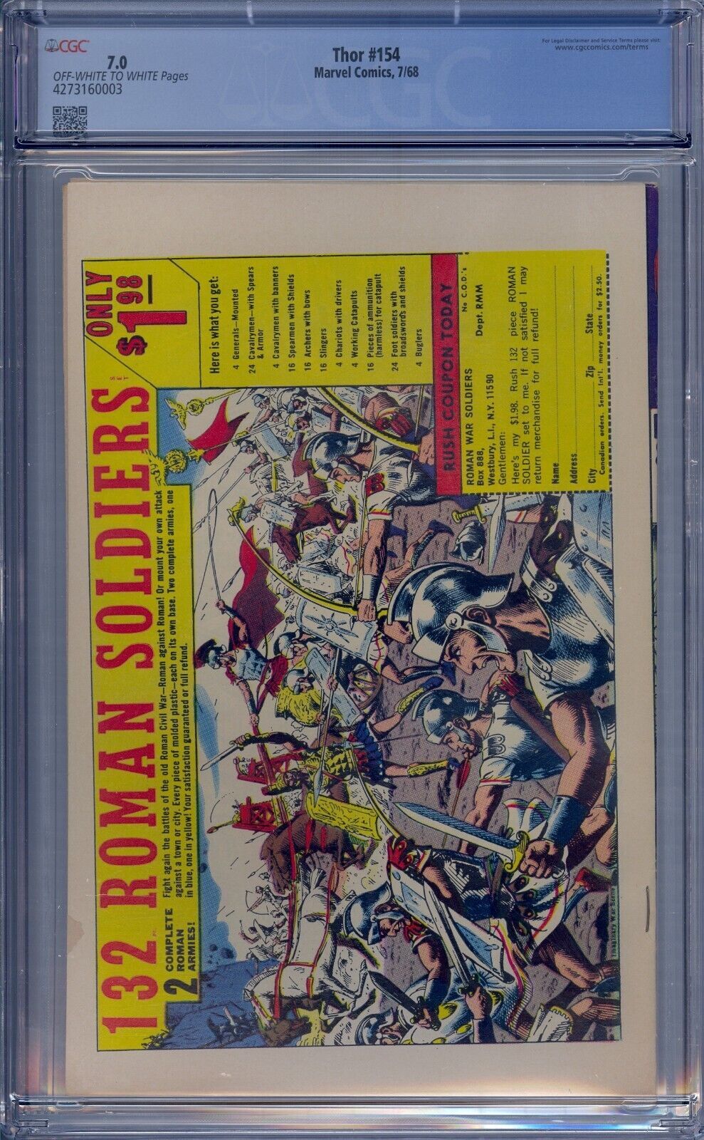 Thor #154 CGC 7.0 1st Mangog Ulik Jack Kirby | Comic Books - Silver Age ...