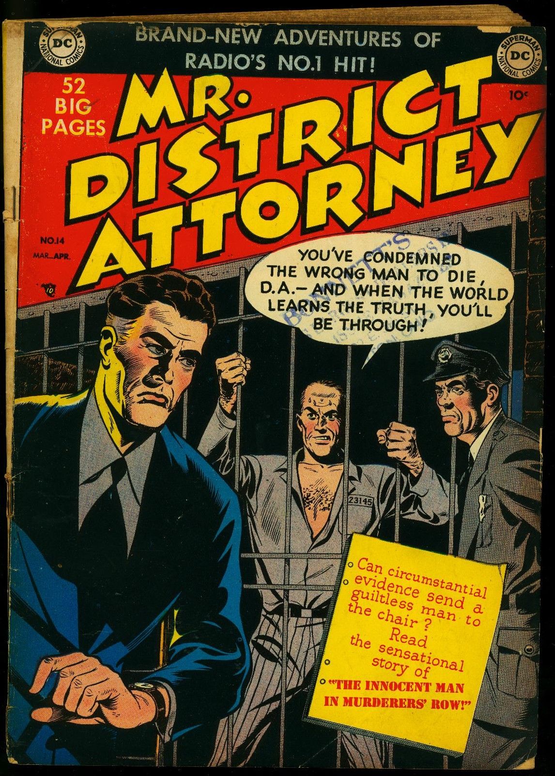 Mr. District Attorney #14 1950- DC Golden Age- Prison cover VG | Comic ...