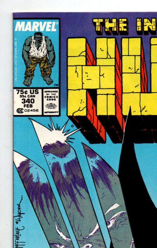 Incredible Hulk #340 newsstand - vs Wolverine - iconic McFarlane Cover ...