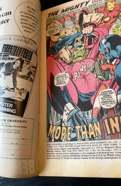 The Avengers #94 (1971)Neal Adams art Kree/Skrull war | Comic Books ...