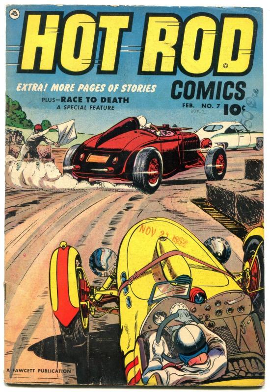 Hot Rod Comics #7 1952- Fawcett golden age- Clint Curtis- Aston Martin ...