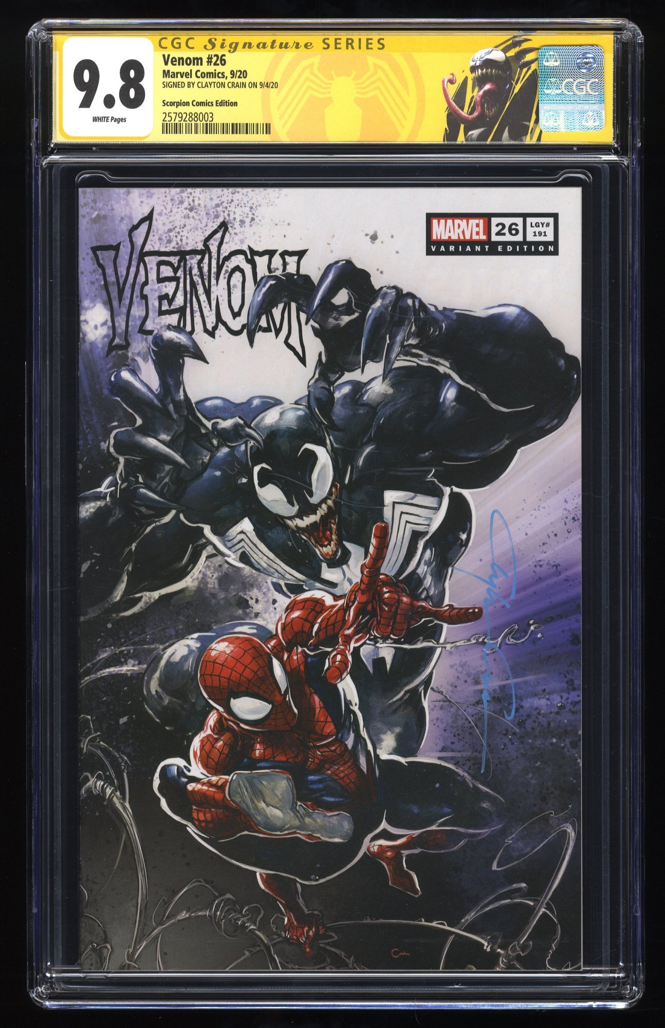 Venom #26 CGC NM/M 9.8 Signed SS Clayton Crain Scorpion Comics Variant ...