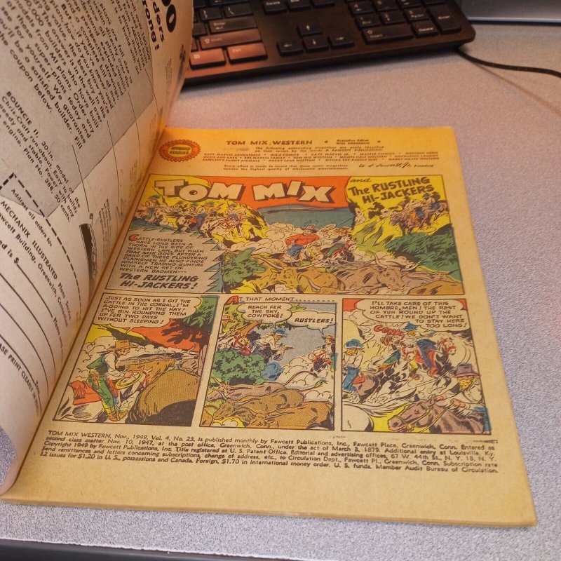 Tom Mix Western #23 fawcett comics 1949 golden age precode two six gun ...