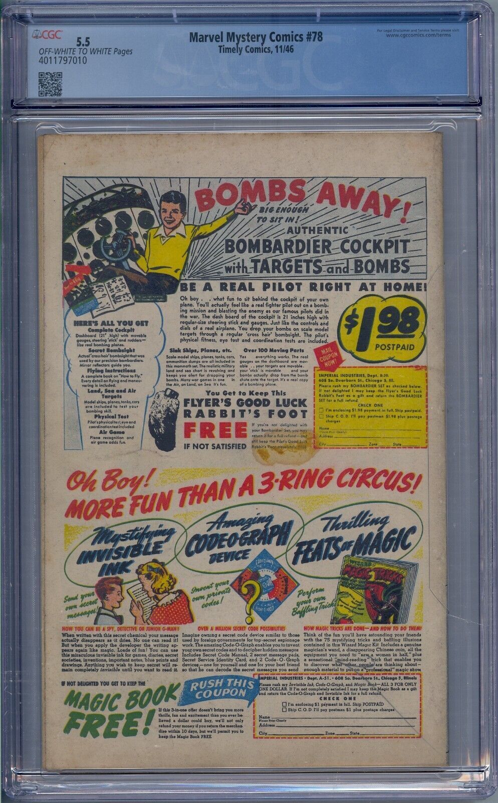 Marvel Mystery Comics #78 CGC 5.5 Human Torch Timely Comics | Comic ...