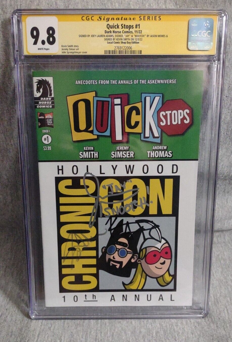 Quick Stops 1 LCSD CGC 9.8 NM+ Signed Kevin Smith Jason Mewes Joey ...