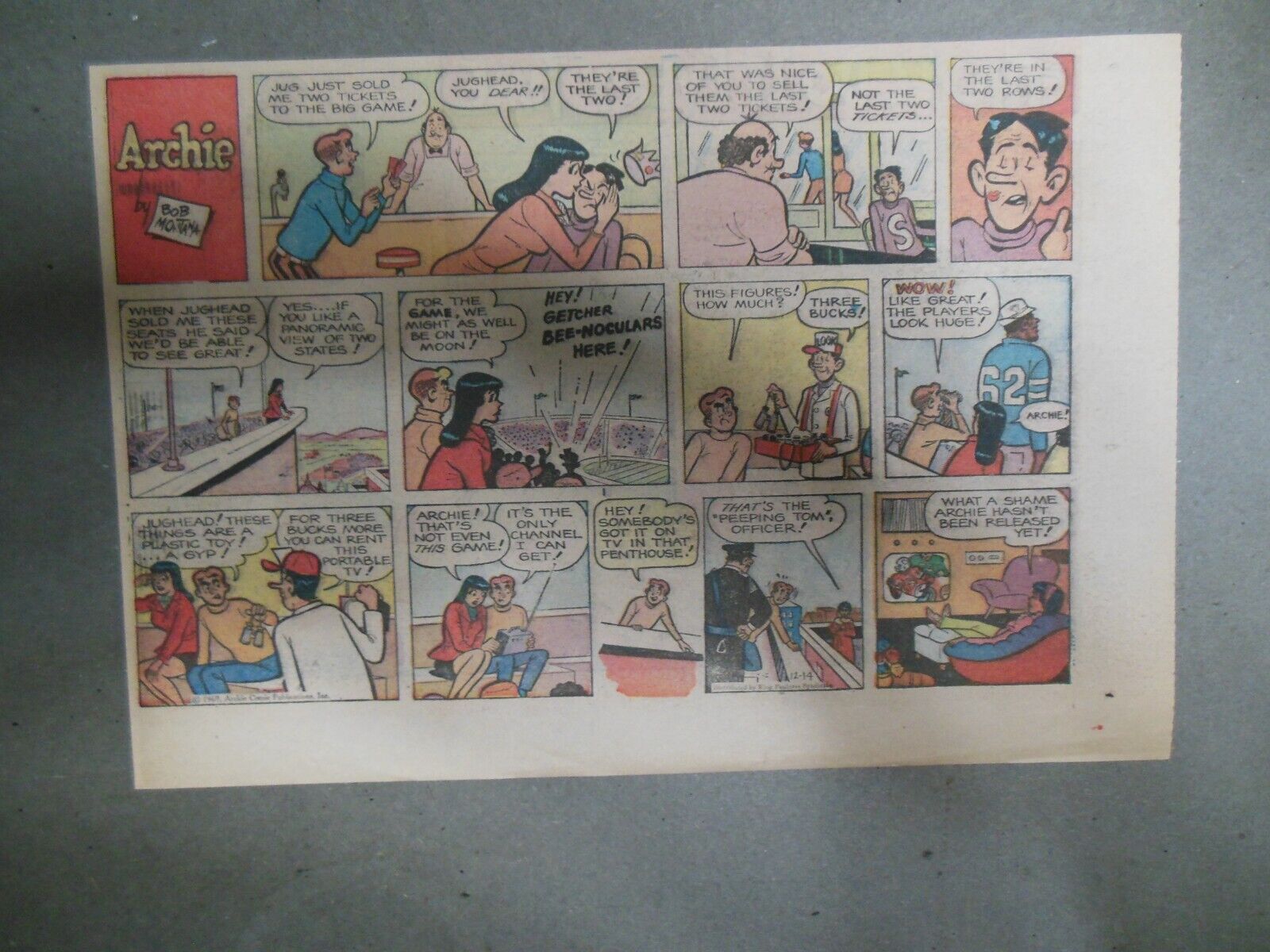 (27) Archie Sunday Pages by Bob Montana from 1969 Half Tabloid Size 7.5 ...
