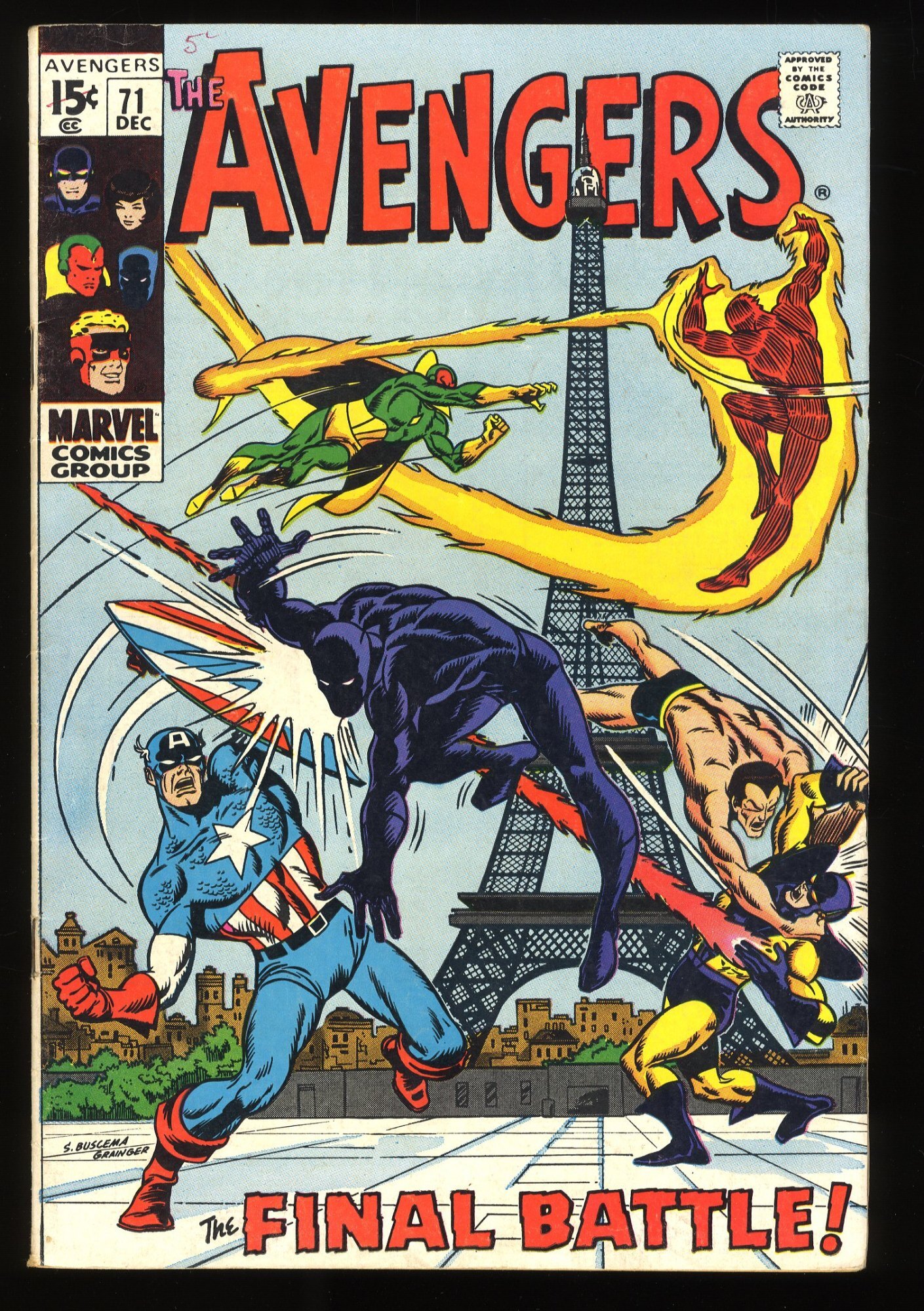 Avengers #71 FN+ 6.5 1st Appearance Invaders Black Knight Joins ...