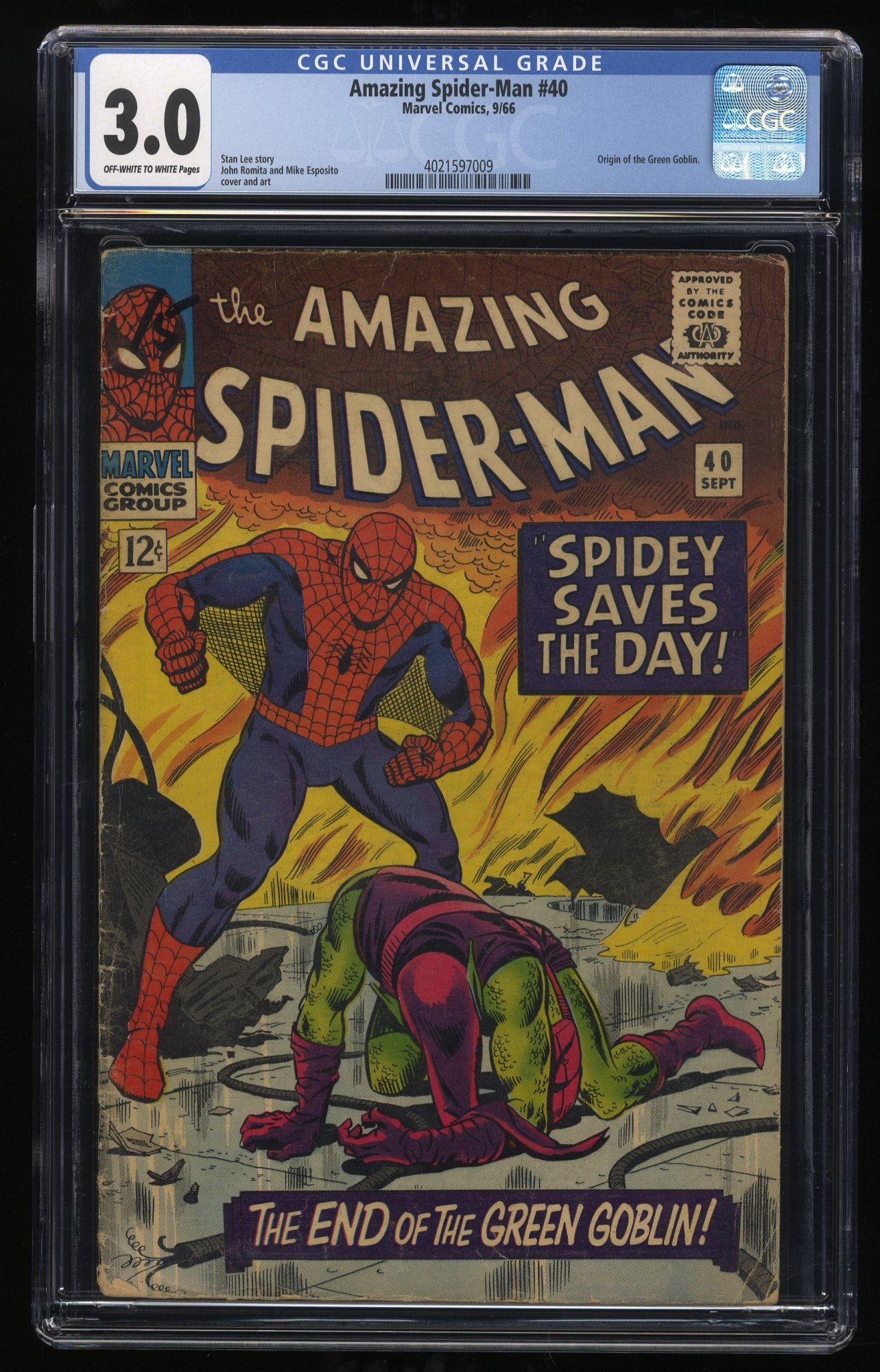 Amazing Spider-Man #40 CGC GD/VG 3.0 Classic Romita Green Goblin Cover ...