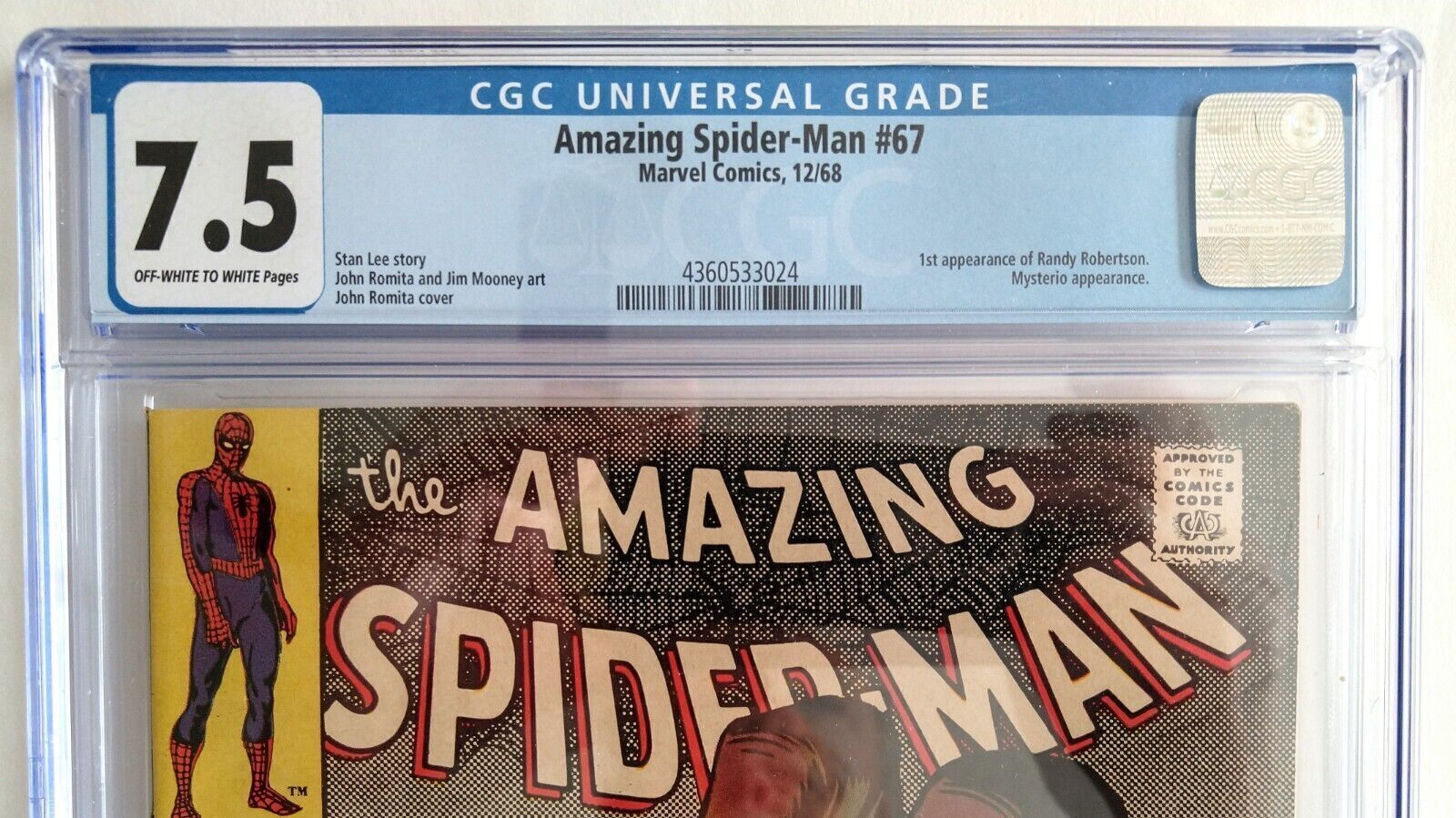 Amazing Spider-Man #67 (1968)CGC 7.5 VERY FINE-. 1st RANDY ROBERTSON BY ...