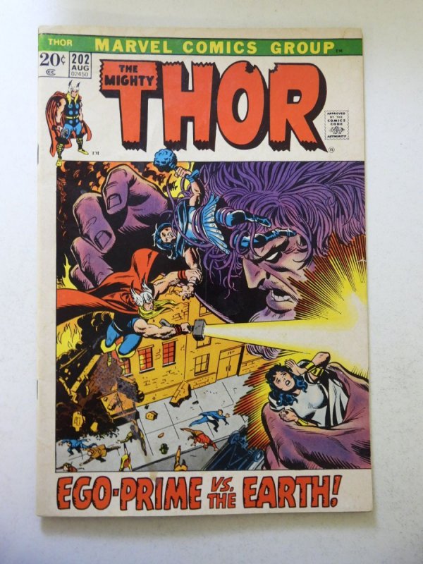 Thor #202 (1972) VG+ Condition centerfold detached at 1 staple ...
