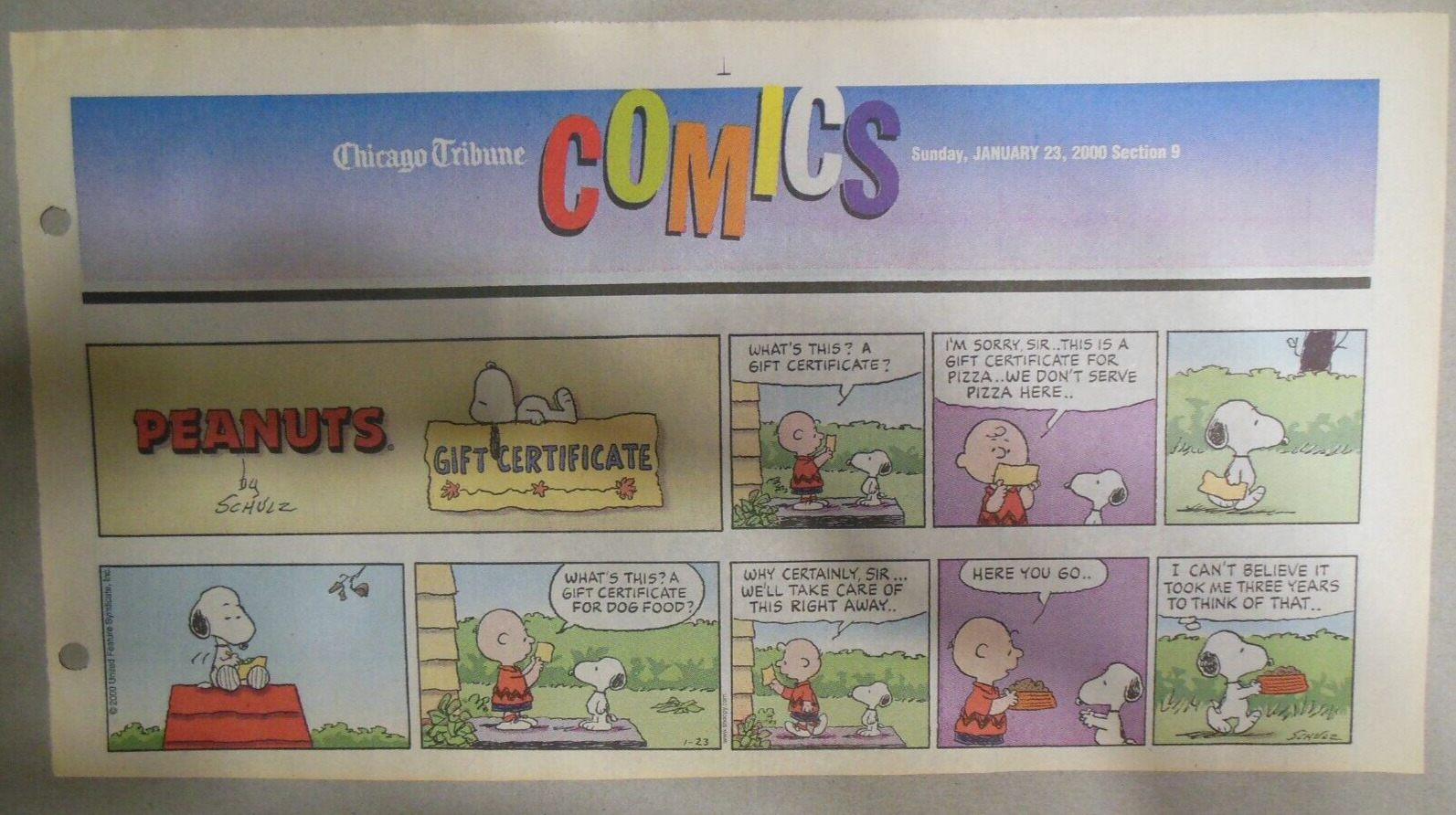 (52) CY Peanuts Sunday Pages by Charles Schulz from 2000 Size: ~7 x 12 ...