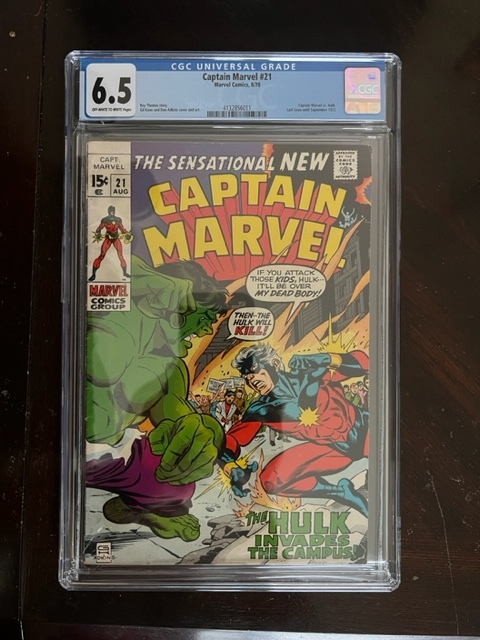 Captain Marvel #21 (1970) - CGC 6.5 - Captain Marvel V Hulk! | Comic ...