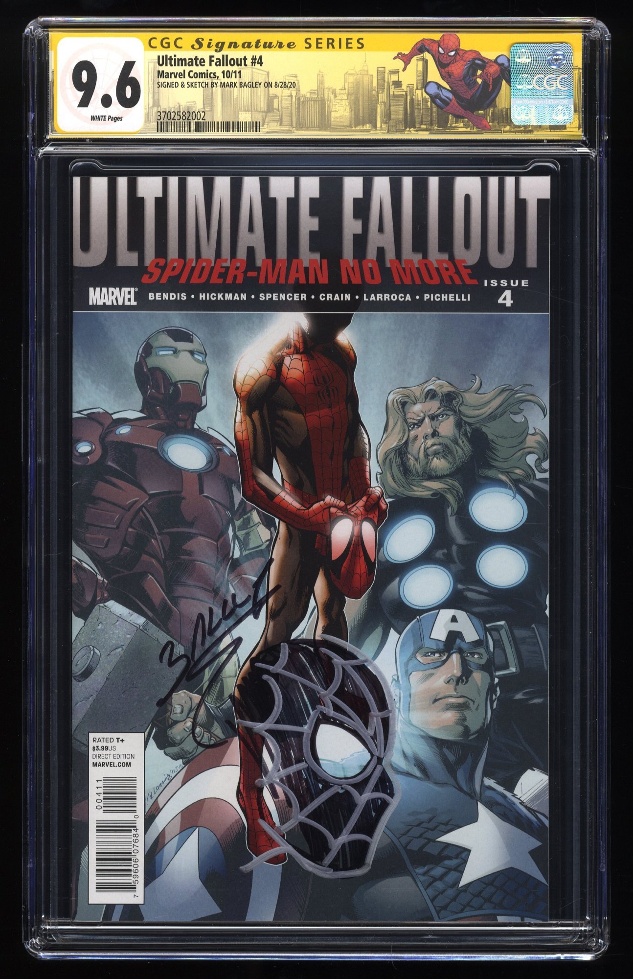 Ultimate Fallout #4 CGC NM+ 9.6 Signed & Sketched SS Mark Bagley Miles ...