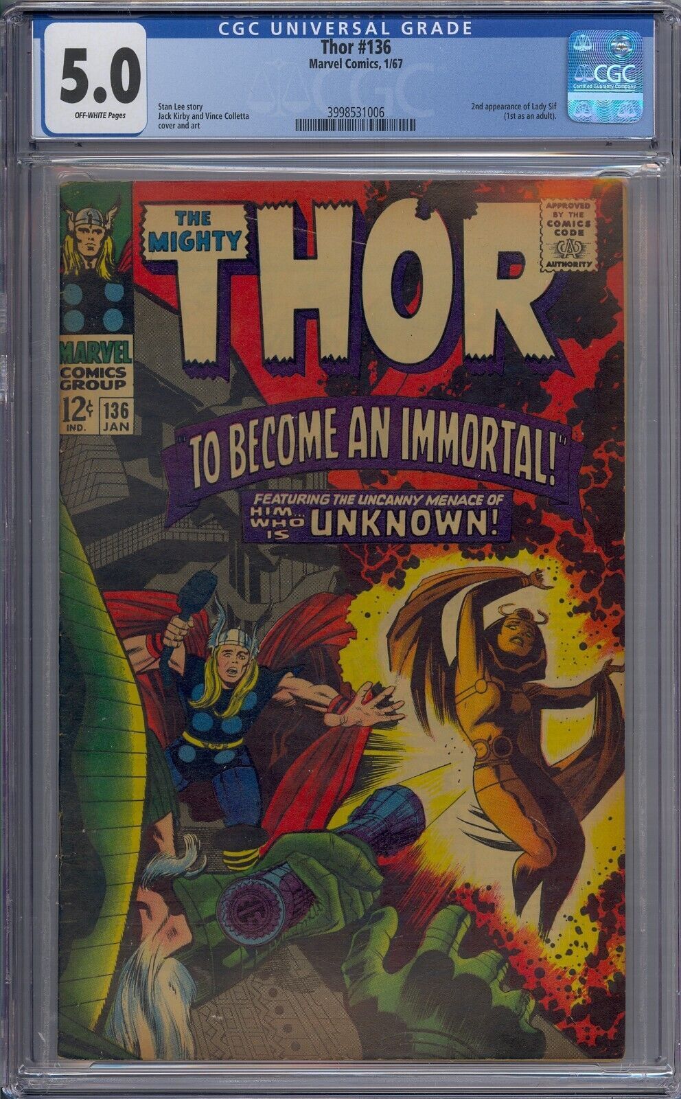 Thor #136 CGC 5.0 2nd Lady SIF Stan LEE Jack Kirby | Comic Books ...