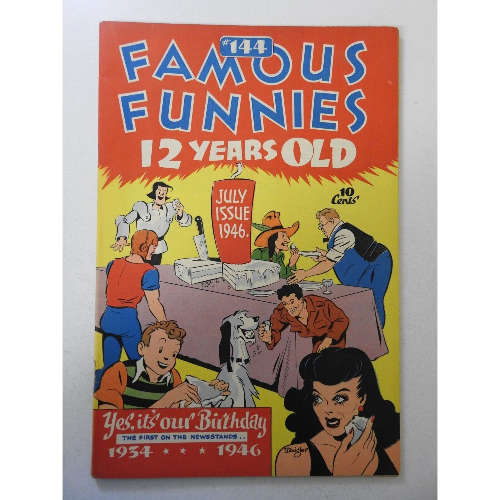 FAMOUS FUNNIES #144 Solid VG/FN 1946 SCARCE Golden Age 12th Anniv Cover ...