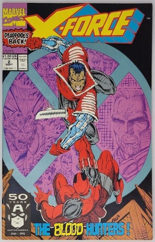 X-Force #2 Marvel 1991 FN 1st Appearance Weapon X Garrison Kane 2nd ...
