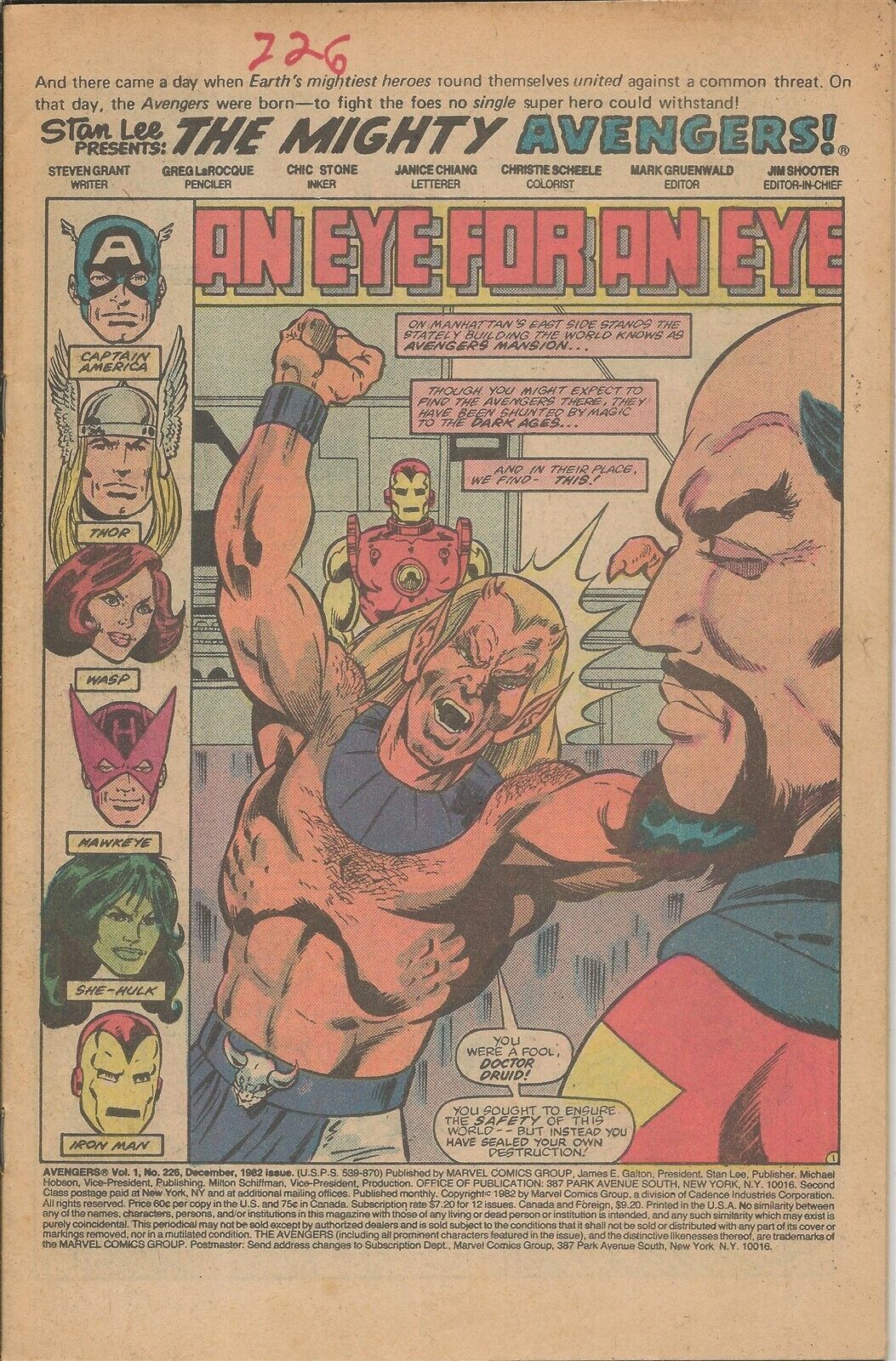 Avengers #226 ORIGINAL Vintage 1982 Marvel Comics | Comic Books ...