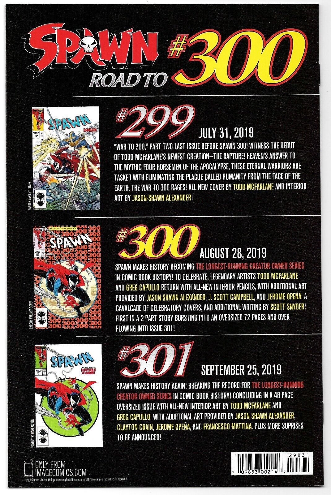 Spawn #298 (06/2019) Image Comics McFarlane Parody Black & White Variant Cover | Comic Books ...