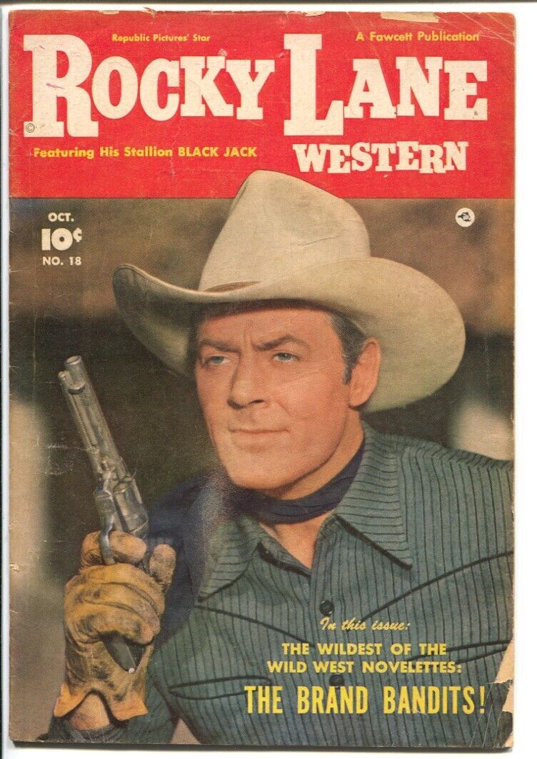 Rocky Lane Western #18 1950-Fawcett- B-Western movie star photo cover ...