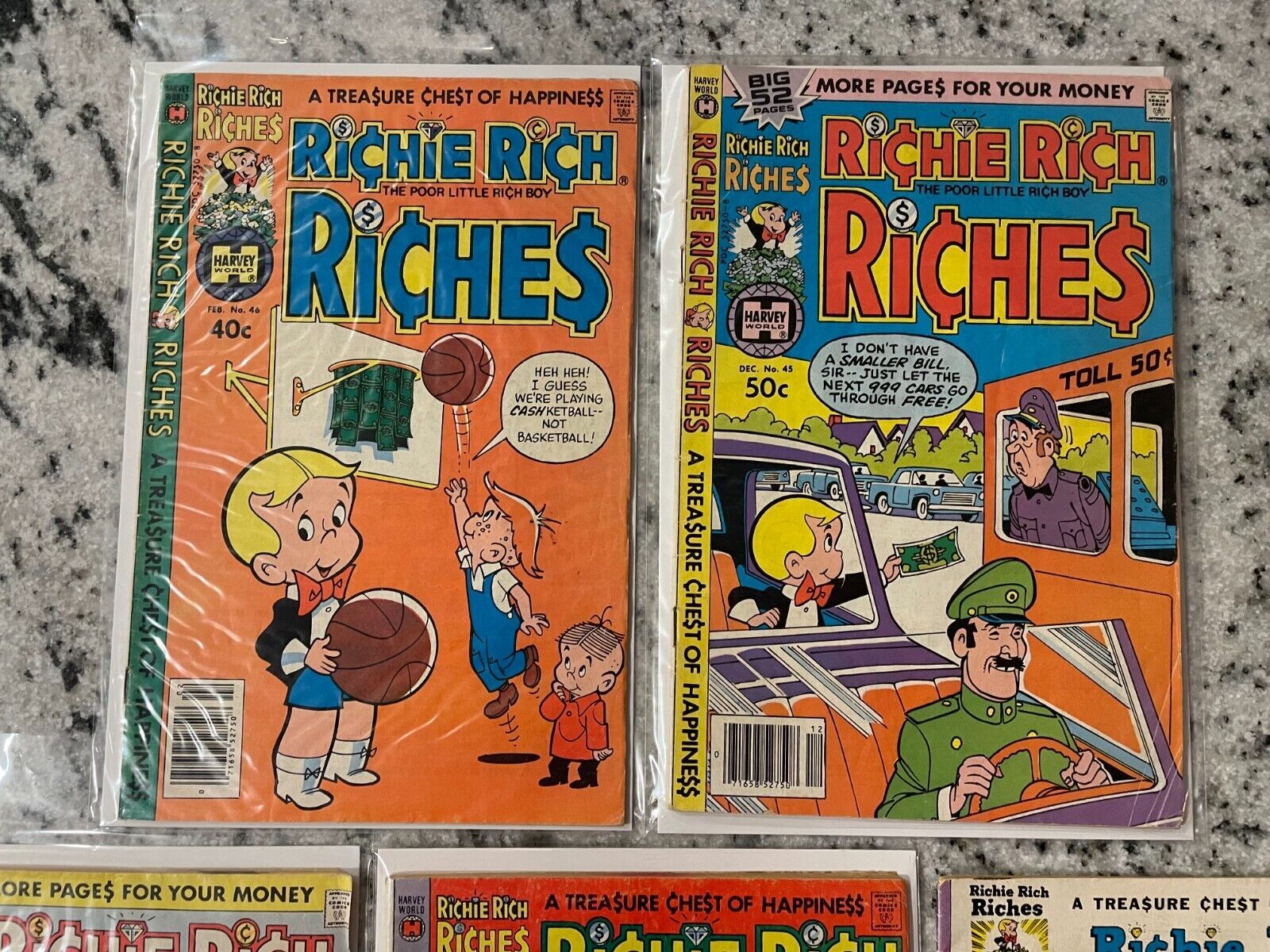 Lot Of 5 Richie Rich Riches Harvey Comic Books # 25 41 43 45 46 Casper ...