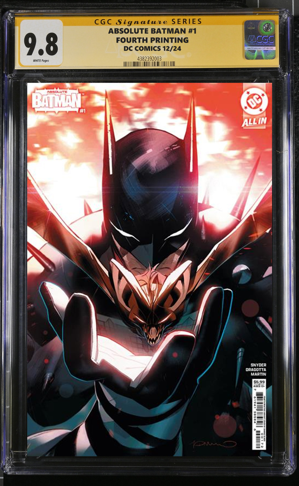 Absolute Batman 1 4th Print CGC/RAW CVR Pick Scott Snyder Signed ...