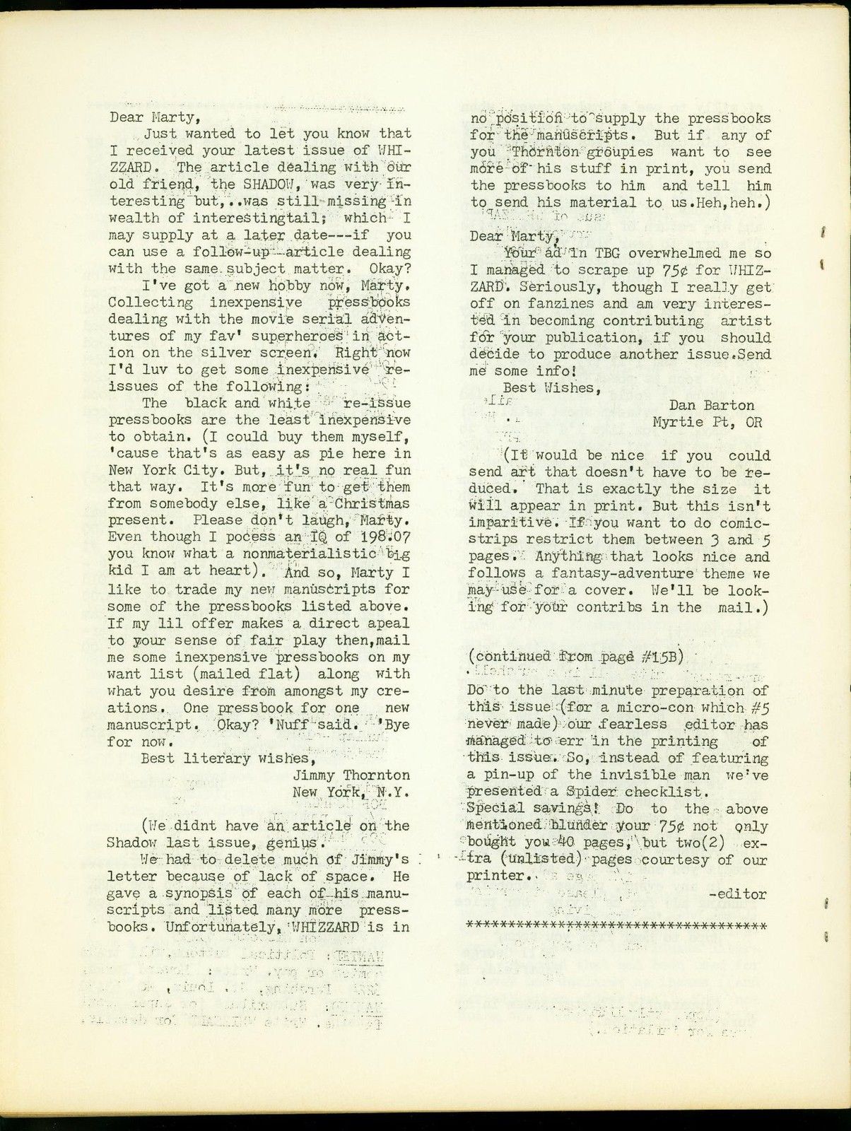 Whizzard Fanzine #5 1975- Atlas/Seaboard comics- Spider Pulp checklist ...