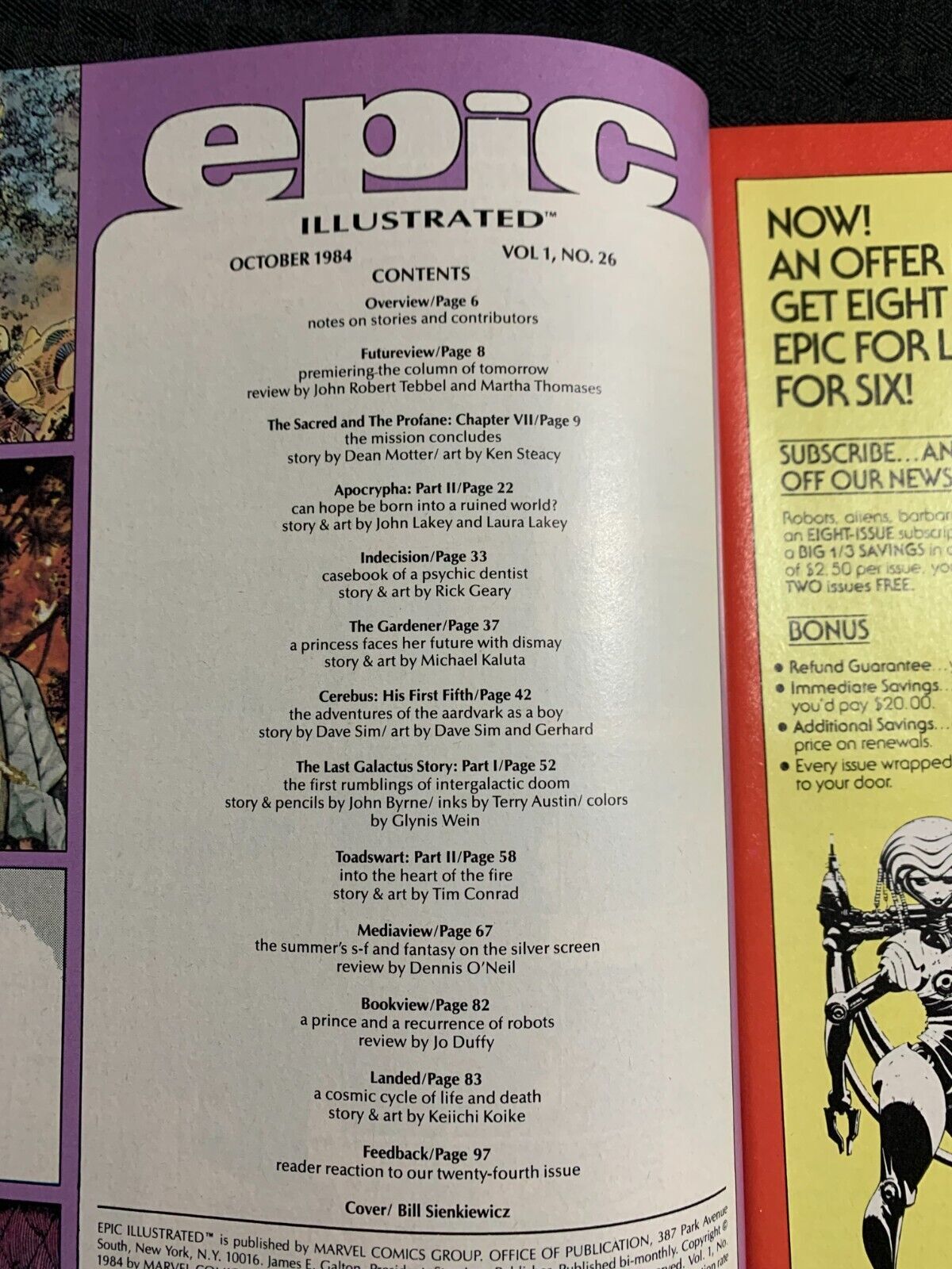 1984 Oct EPIC ILLUSTRATED Magazine VF- 7.5 John Byrne Last Galactus ...