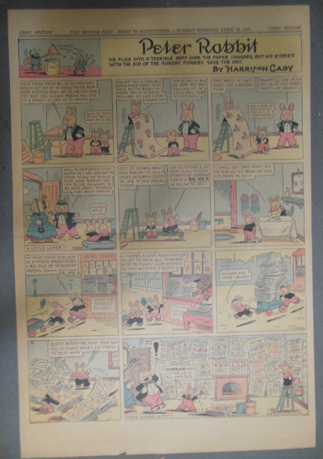 Peter Rabbit Sunday Page by Harrison Cady from 4/16/1939 Large Full ...
