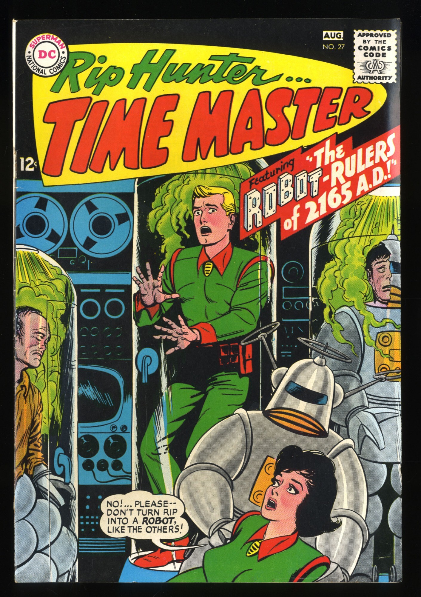 Rip Hunter... Time Master #27 FN/VF 7.0 White Pages Robot! Sci-Fi Comic ...