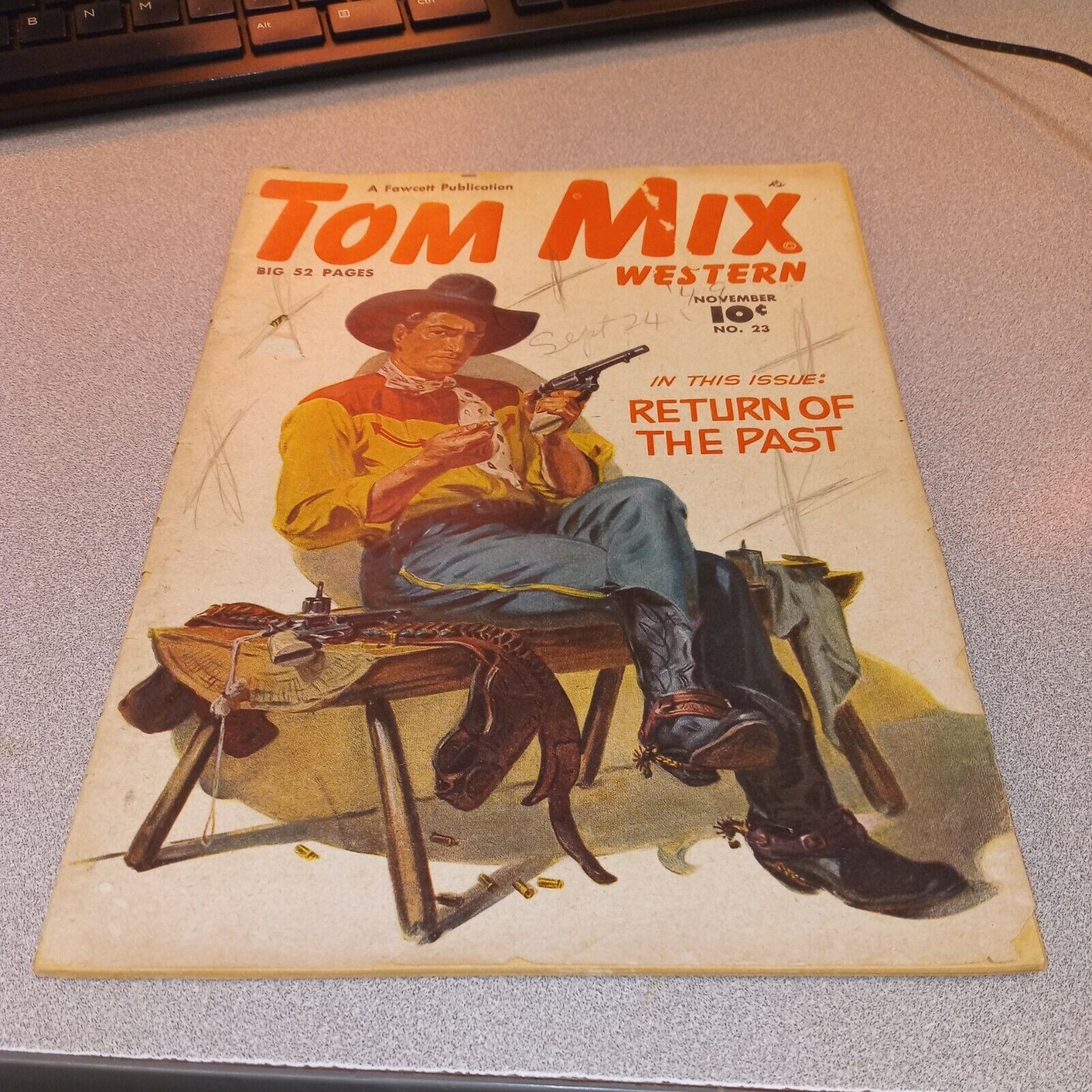 Tom Mix Western #23 fawcett comics 1949 golden age precode two six gun ...