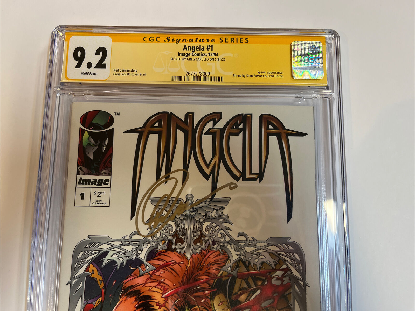 Angela (1994) # 1 (CGC 9.2 SS WP) Signed By Capullo | Newsstand | Comic ...