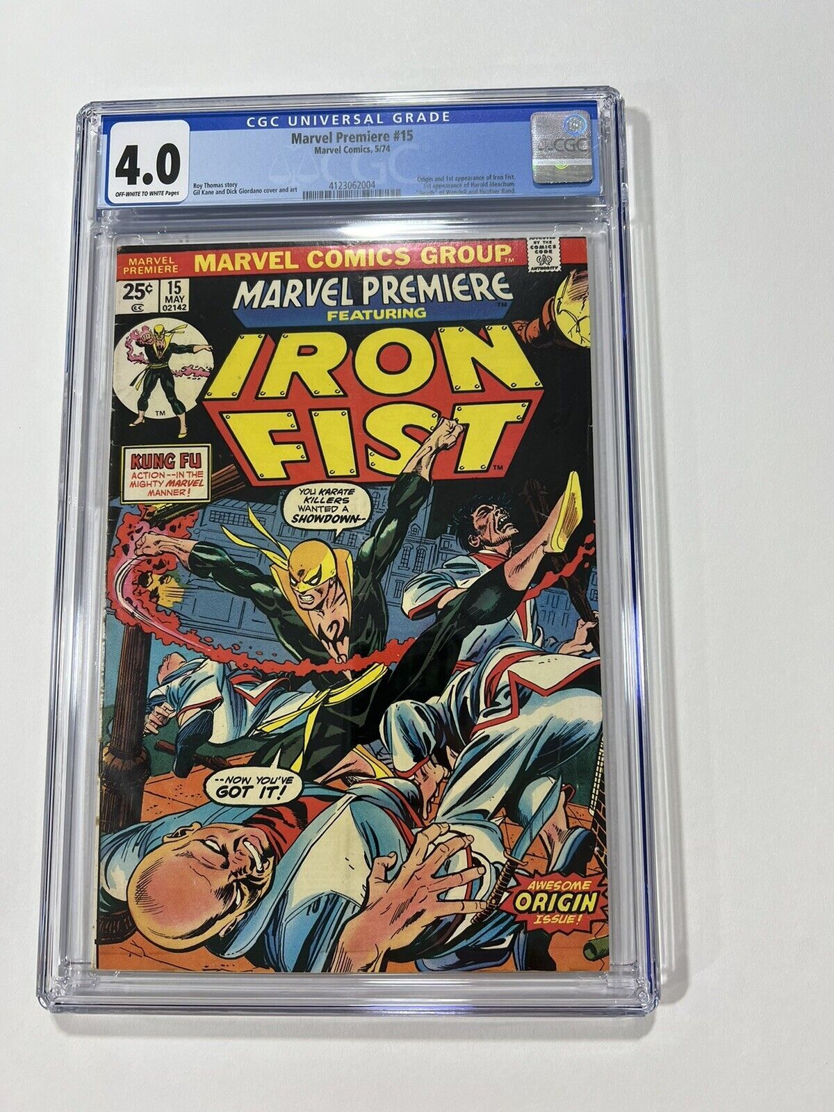 Marvel Premiere 15 cgc 4.0 ow/w pages Marvel 1974 (004) writing on rear ...