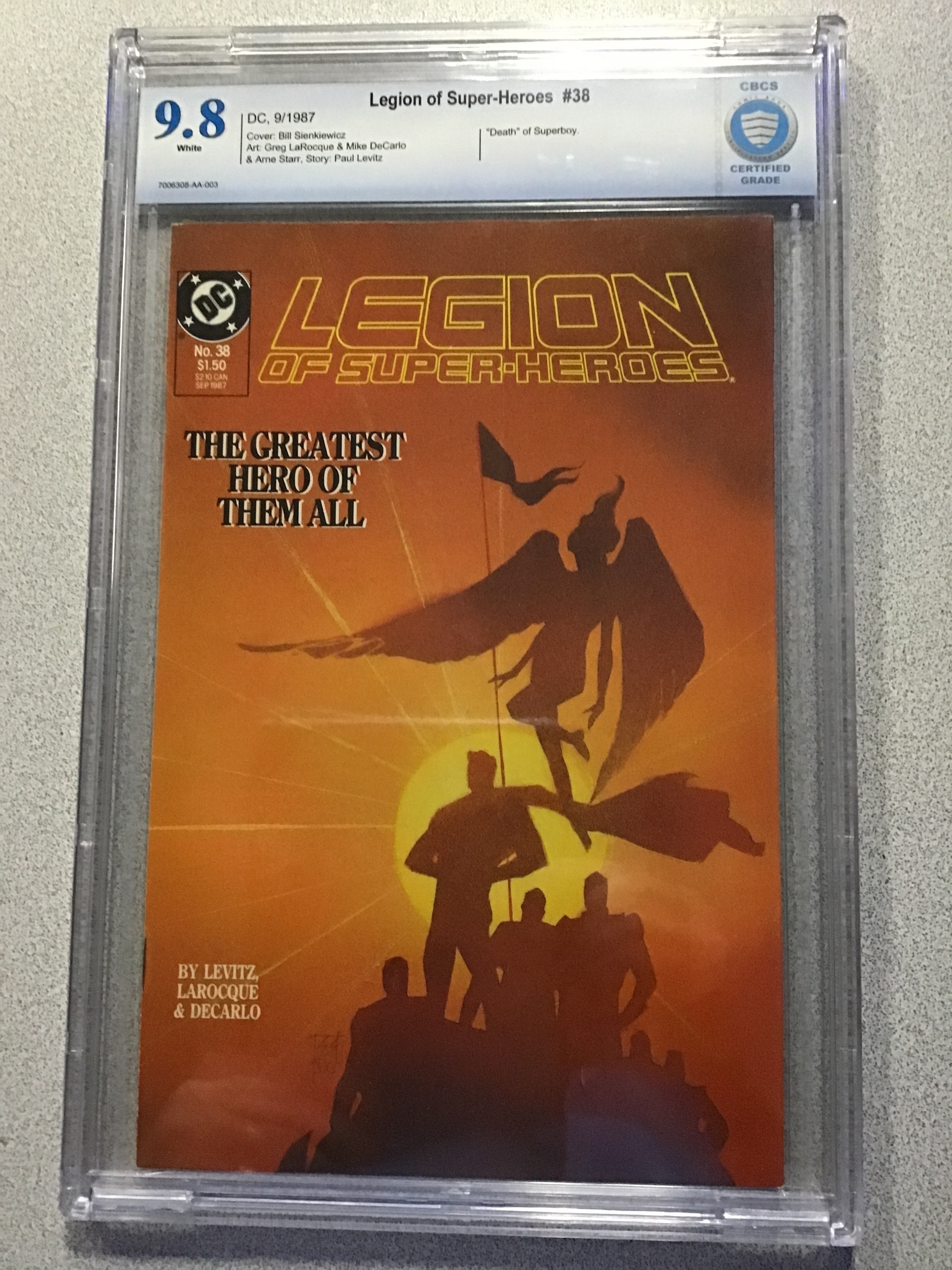 Legion of Super-Heroes #38 (1987)CBCS 9.8, Key! Death of Superboy ...