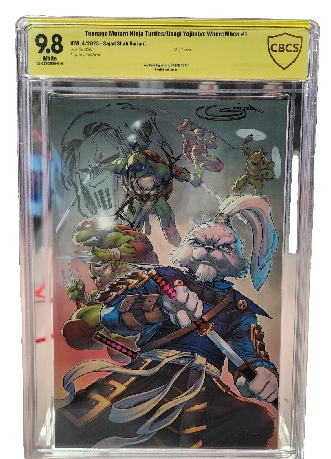 TMNT /Usagi Yojimbo WhereWhen #1 Sajad Shah Virgin SIGNED SKETCHED ...